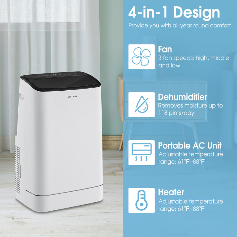 Costway 15 000 Btu Portable Air Conditioner With Remote And Reviews Wayfair